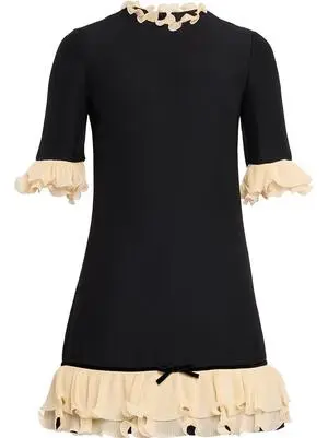 Valentino Garavani Valentino Garavani Ruffle Silk Crepe Mini Dress L Hazelnut