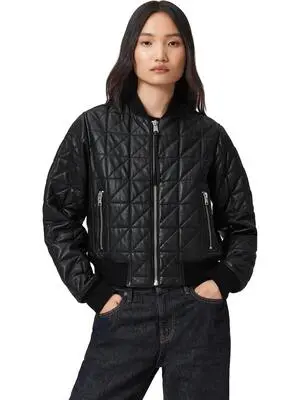 ALLSAINTS Carly Quilt Leather Bomber Jacket - Black
