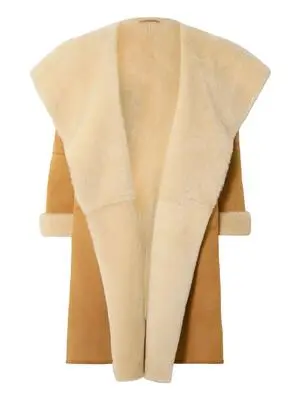 TOTEME Draped Shearling Coat Tan