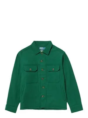 Polo Ralph Lauren Appliquéd Wool-flannel Overshirt - Green