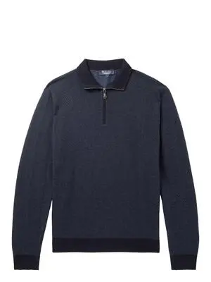 Loro Piana Roadster Cashmere Half-Zip Sweater Navy