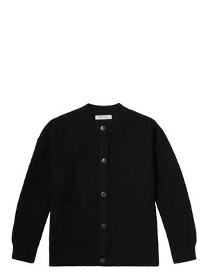 FRIZMWORKS Ribbed Wool-blend Cardigan - Black