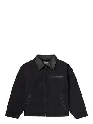 FRIZMWORKS Leather-trimmed Padded Cotton-canvas Jacket - Black