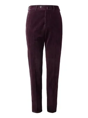 DE PETRILLO Slim-fit Stretch-cotton Corduroy Suit Trousers - Burgundy