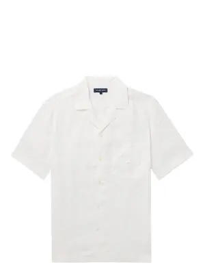 Frescobol Carioca Alves Camp-collar Embroidered Linen Shirt - White