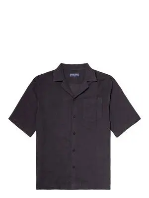 Frescobol Carioca Angelo Camp-collar Linen Shirt - Black