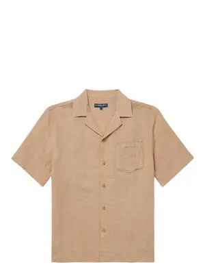 Frescobol Carioca Angelo Camp-collar Linen Shirt - Brown