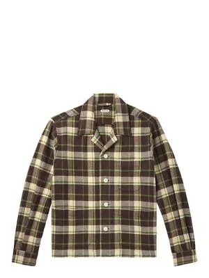 BODE Woodcrest Camp-collar Checked Wool-flannel Overshirt - Brown