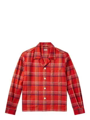 BODE Gable Camp-collar Checked Wool Overshirt - Red
