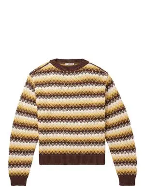 Auralee Jacquard-knit Cashmere And Wool-blend Sweater - Yellow
