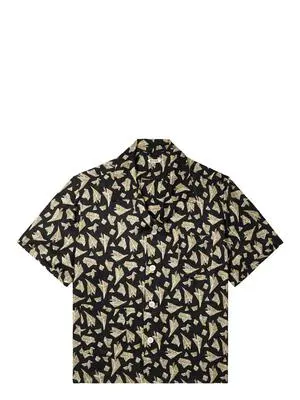BODE Paper Hat Camp-collar Printed Satin Shirt - Black