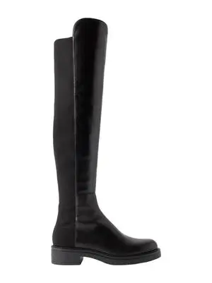 STUART WEITZMAN 5050 Celia Stretch-paneled Leather Over-the-knee Boots - Black
