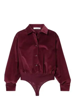 Max Mara Stretch Cotton-corduroy Bodysuit - Red