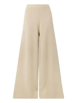 Max Mara Judy Wool And Cashmere-blend Wide-leg Pants - Neutrals