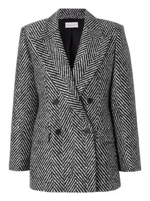 Givenchy Double-breasted Herringbone Wool-blend Blazer - Gray