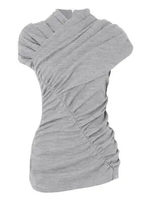 Balmain Ruched Wool-blend Top - Gray