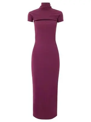 Alaïa Stretch-jersey Turtleneck Midi Dress - Burgundy