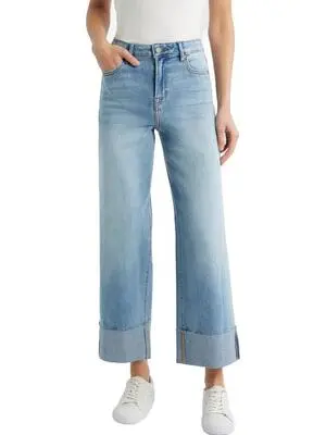HIDDEN JEANS Cuffed High-waist Wide-leg Jeans - Medium Wash