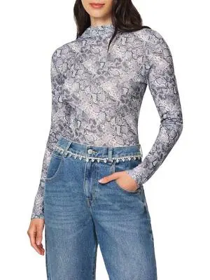 Habitual Cotton-blend Turtleneck Top - Snake Print