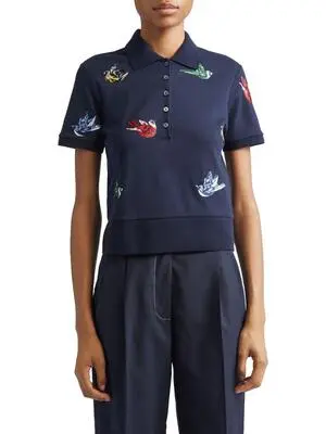 Thom Browne Canary Embroidered Polo - Navy