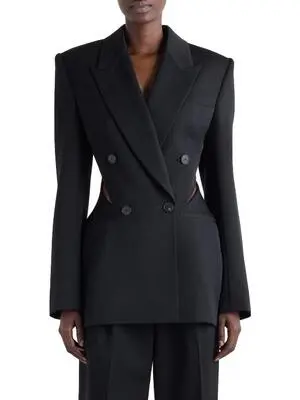 Givenchy Double-breasted Slashed Wool Blazer - Black