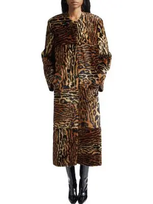 STAND STUDIO Hilma Faux Fur Long Coat - Natural Leopard