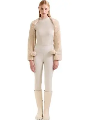 Rudsak Faux Shearling Bolero With Pom-pom Ties - White