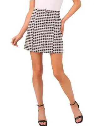 CECE DUPRAZ Metallic Button Front Tweed Miniskirt - Rich Black
