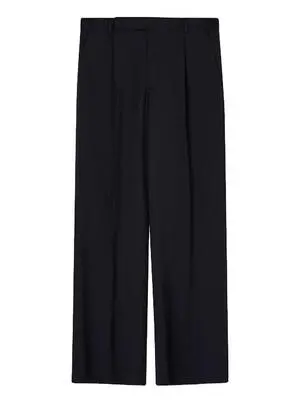 Emporio Armani Icon Virgin Wool Stretch-serge Trousers - Navy