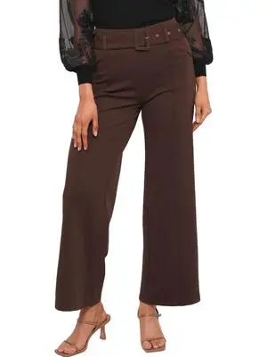 PETAL & PUP Benton Belted Wide Leg Pants - Brown