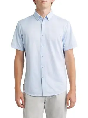 MIZZEN+MAIN Halyard Trim Fit Short Sleeve Performance Button-up Shirt