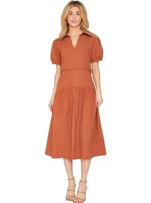 TAYLOR TILLMAN Annie Midi Dress - Auburn Brown
