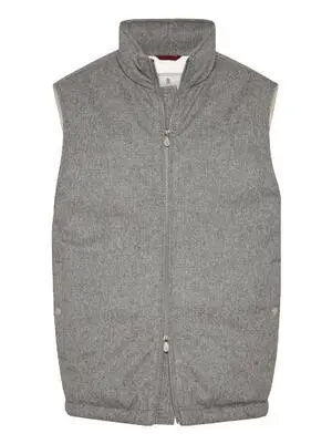 Brunello Cucinelli Bonded Wool Down Vest - Grey