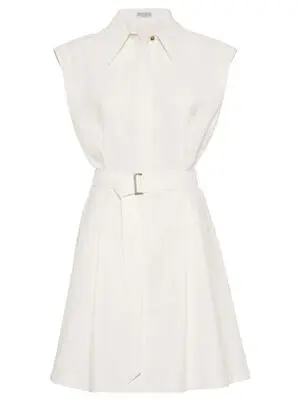 Brunello Cucinelli Mini Chemisier Dress With Monili - Panama