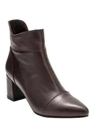 FOREVER & ALWAYS SHOES Gael Leather Block Heel Boot - Brown Leather