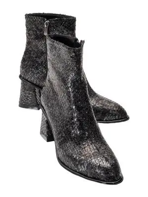 PROLOGUE SHOES Nina Snakeskin Bootie Black Pattern Faux Leather