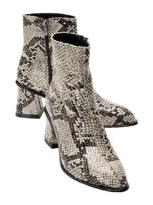 PROLOGUE SHOES Nina Snakeskin Bootie Snake Pattern Faux Leather