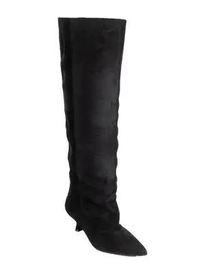 PROLOGUE SHOES Zach Over-the-Knee Boots Black Suede Faux Leather