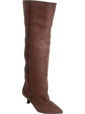 PROLOGUE SHOES Zach Over-the-Knee Boots Brown Suede Faux Leather