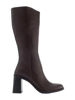 PROLOGUE SHOES Maranta Heeled Knee High Boots Brown Faux Leather