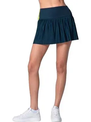Lucky In Love Racer Rib Pleated Skirt - Navy