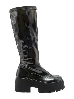 PROLOGUE SHOES Amaronte Chunky Zip-Up Boots Black Patent Faux Leather