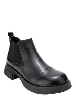PROLOGUE SHOES Cafune Patent Platform Boot Black Patent Faux Leather