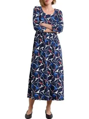 SEASALT CORNWALL Emily Abstract Print A-Line Midi Dress