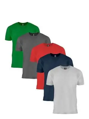 BENBEN Men Tee Crew Neck Basic Training 5 Pack Keg/lig/red/navy/gr