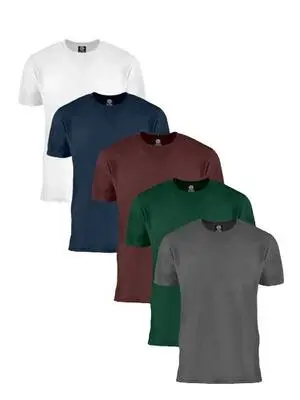 BENBEN Men Tee Crew Neck Basic Training 5 Pack Wht/navy/mar/fog/gr