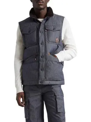 Moncler Krachan Denim Puffer Vest - Blue