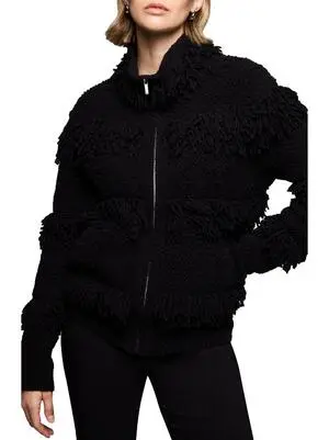 NIC+ZOE Fringe Knit Jacket - Black Onyx