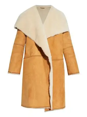 TOTÊME Shearling Coat With Pockets - Brown