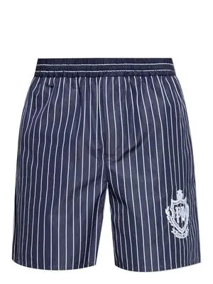 Balmain Ribbed Logo Shorts - Navy Blue